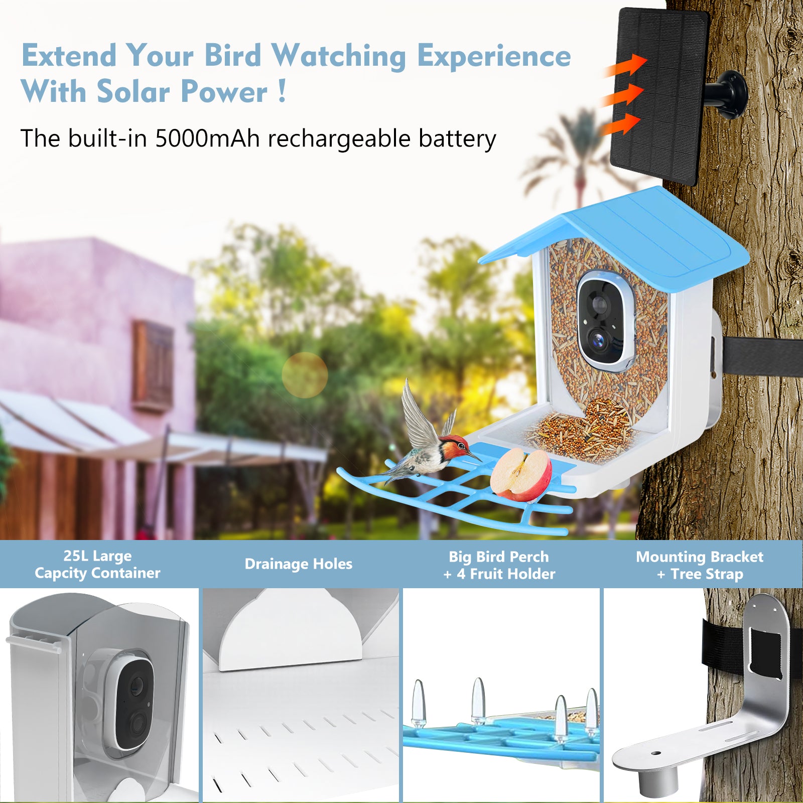 BirdiePlus Smart Bird Feeder with AI-powered Camera and Bird Recogniti ...